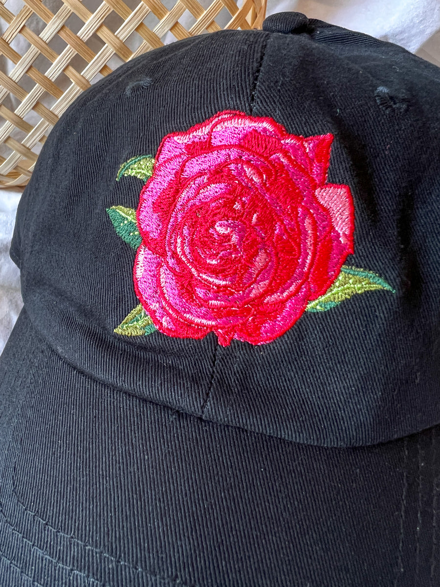 Fontaline Hybrid Tea Rose Embroidered Dad Hat | Mosaic the Label